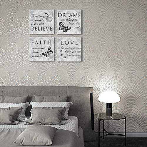 Inspirational Quotes Wall Art Paintings Grey Motivational Nature Picture Artwork of Contemporary Home Living Room Decor (12x12inch, Black White)