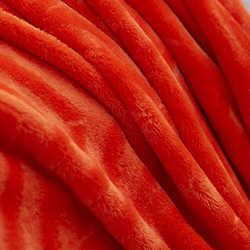 softhug Throw Blanket Super Soft Fleece Blanket Luxury Microfiber Cozy Breathable Flannel Blankets for Couch,Bed,Car,Living Room Orange 60'' x 80''