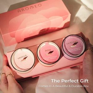 AROMEO Wood Wick Scented Candles Gift Set | Crackling Wood Wick Candles | Christmas Gifts | Candles Gifts for Women, Best Friends Gifts, Easter Gifts for Her, Birthday Gifts for Women