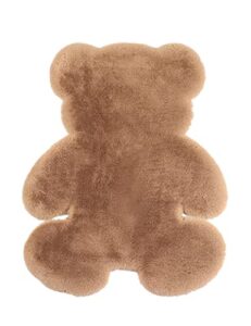 aomesinc sheepskin rug, soft bear shaped fluffy area rug, anti-skid decor plush area rug (khaki)