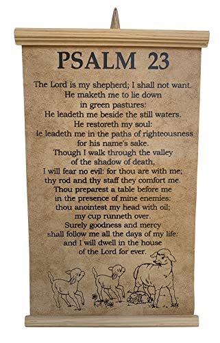 Psalm 23 The Lord Is My Shepherd I Shall Not Want Scroll Prayer Blessing Poster Ready to Hang 14 x 8.5 in. Rustic Gift Wall Art