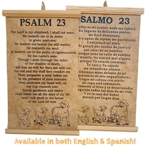 Psalm 23 The Lord Is My Shepherd I Shall Not Want Scroll Prayer Blessing Poster Ready to Hang 14 x 8.5 in. Rustic Gift Wall Art