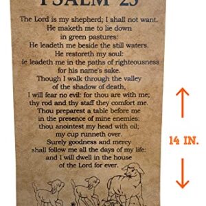 Psalm 23 The Lord Is My Shepherd I Shall Not Want Scroll Prayer Blessing Poster Ready to Hang 14 x 8.5 in. Rustic Gift Wall Art