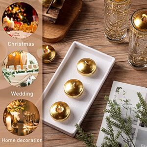 Artificial Pearl String,6 Unscented Floating Candles for Centerpiece,33 Feet Faux Pearl Filler Vase Filling for Wedding Dinning Table Holiday Party Pool Christmas Decor, Gold