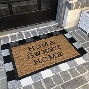 Buffalo Plaid Rug 24 x 36 Inch for Layered Hello Door Mats Washable Black and White Checked Indoor or Outdoor Rugs Carpet for Front Door Entryway