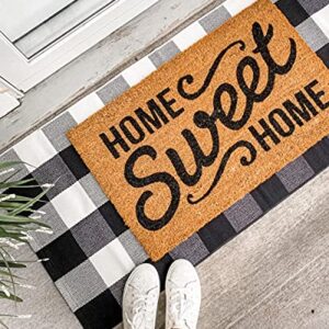 Buffalo Plaid Rug 24 x 36 Inch for Layered Hello Door Mats Washable Black and White Checked Indoor or Outdoor Rugs Carpet for Front Door Entryway