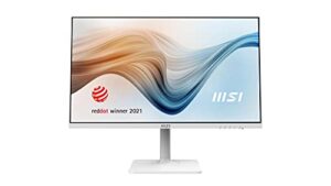 msi modern md271pw, 27″, 1920 x 1080 (fhd), ips, 75hz, tuv certified eyesight protection, 5ms, hdmi, displayport, usb c, tilt, swivel, height adjustable, pivot