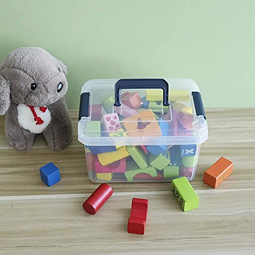 Nesmilers 4.5 L Plastic Latch Storage Boxes with Lids, 6-Pack Plastic Boxes