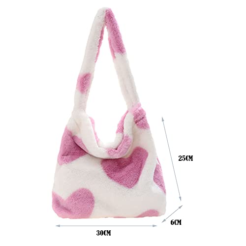 Fluffy Tote Bag Y2K Shoulder Bag Ladies Furry Tote Bag Large Cute Plush Bag Women Fluffy Purse for Autumn and Winter