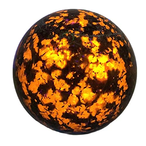 Yooperlite Crystal Ball 2.7 inch (65-70 mm) with Resin Carved Base， Natural Reiki Healing Stone Decorative Sphere， Gazing Divination, Feng Shui, and Fortune