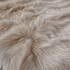 Arbosofe Faux Fur Sheepskin Rug Beige Home Area Rug for Bedroom, Fluffy Small Fur Rug, Fuzzy Furry Shaggy Rug for Living Room 2 x 6 Feet