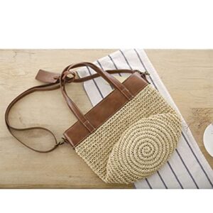 H.S.G.K Soft Straw Bag Hand-woven Handle Tote, Student Handbag