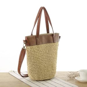 H.S.G.K Soft Straw Bag Hand-woven Handle Tote, Student Handbag