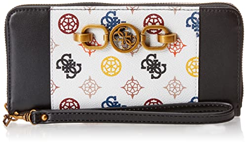 GUESS womens Noelle Large Zip Around Wallet, White Multi, One size US