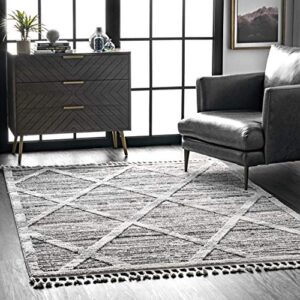 nuloom suri soft diamond trellis textured area rug, 9′ x 12′, grey