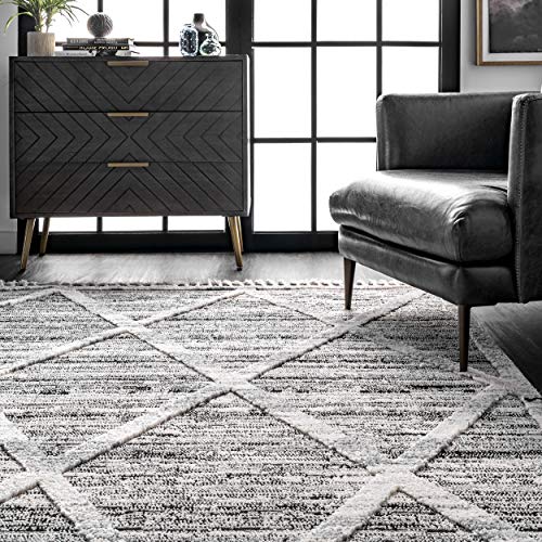 nuLOOM Suri Soft Diamond Trellis Textured Area Rug, 9' x 12', Grey