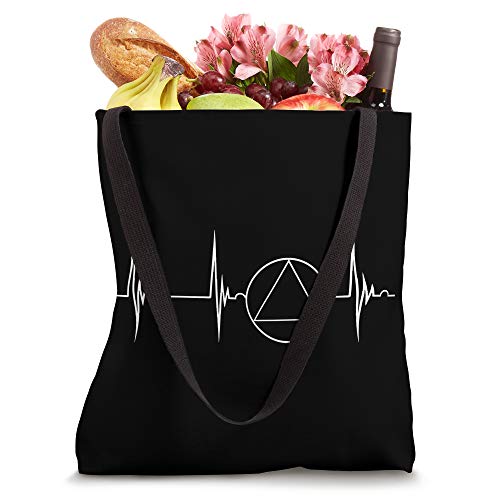 Sober Recover Sobriety Heartbeat EKG Pulse Abstinence Tote Bag