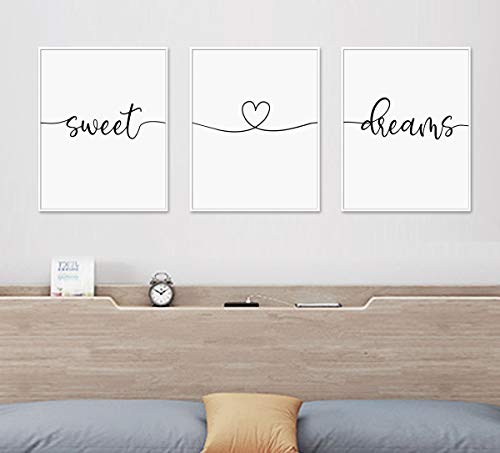 Sweet Dreams Print Bedroom Wall Decor Above Bed Wall Art Minimalist Prints Bedroom Prints Nursery Bedroom Print, Set of 3 Prints, 11x14inch Unframed