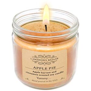 Apple Pie - Apple and Cinnamon Scented Soy Candle with Cinnamon Powder Decor- Large Soy Candle in a Kraft Box