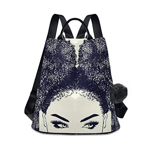 ALAZA African American Woman with Curly Hair Backpack Purse for Women Anti Theft Fashion Back Pack Shoulder Bag