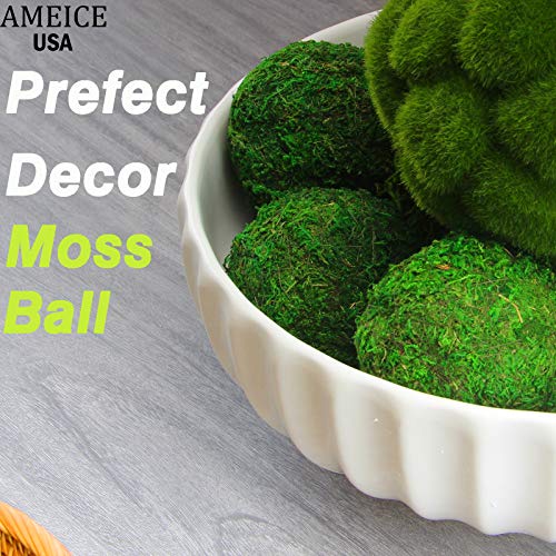 AMEICE Moss Balls Decorative Authentic Real Preserved Moss Hanging Balls for Garden Patio Home Table Decor Party &Weddings Display Props Farmhouse Style Décor（2.4" Green 12Pcs）