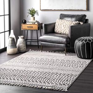 nuloom talula soft textured tassel area rug, 8′ x 10′, beige