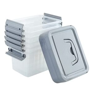 cadineus 3 liter small storage boxes with lids, plastic storage bins set of 6