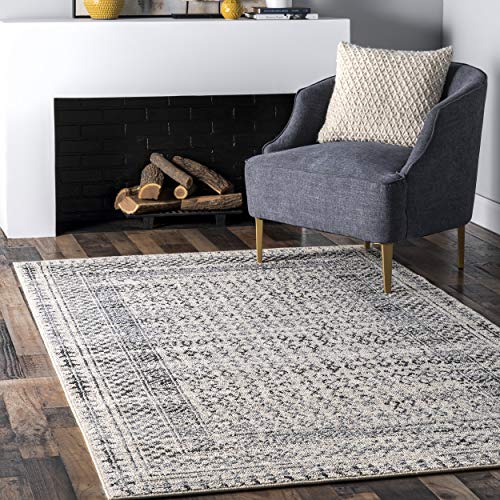 nuLOOM Elodie Distressed Diamonds Area Rug, 6' x 9', Light Grey