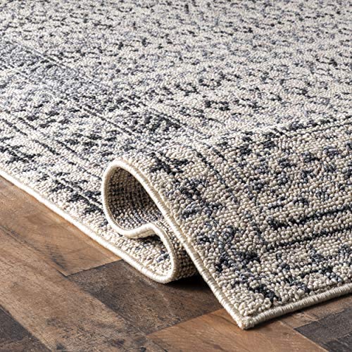 nuLOOM Elodie Distressed Diamonds Area Rug, 6' x 9', Light Grey