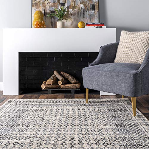 nuLOOM Elodie Distressed Diamonds Area Rug, 6' x 9', Light Grey