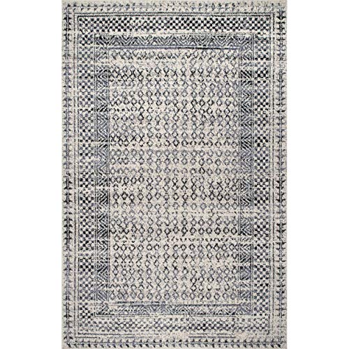 nuLOOM Elodie Distressed Diamonds Area Rug, 6' x 9', Light Grey