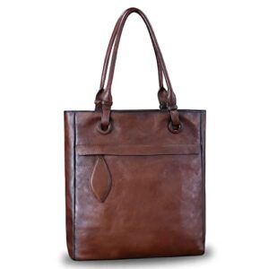 Genuine Leather Handbag Purses for Women Top Handle Bag Lady Work Tote Bags Retro Satchel (Coffee)