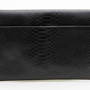 bys2mr Women's Clutch Purse Bags - Flat Envelope Python PU Leather Crossbody Evening Party Wedding Handbag with Chain Strap Black