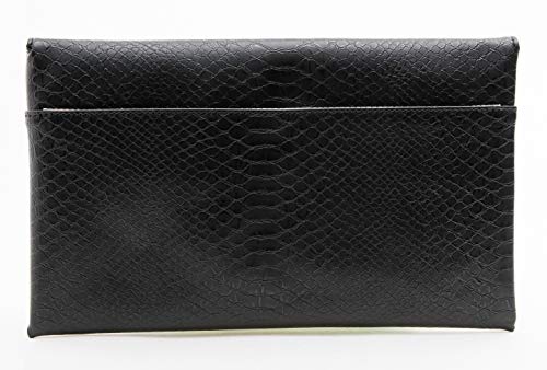 bys2mr Women's Clutch Purse Bags - Flat Envelope Python PU Leather Crossbody Evening Party Wedding Handbag with Chain Strap Black