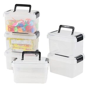 EudokkyNA 2 L Plastic Lidded Storage Bins, Plastic Storage Boxes, 6 Pack