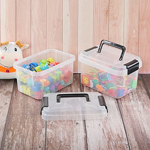 EudokkyNA 2 L Plastic Lidded Storage Bins, Plastic Storage Boxes, 6 Pack