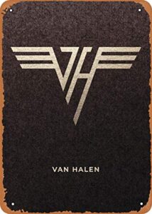 eicoco music van halen plaque poster metal tin sign 8″ x 12″ vintage retro wall decor