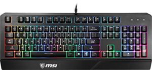 msi gaming backlit rgb dedicated hotkeys anti-ghosting water resistant gaming keyboard (vigor gk20 us)