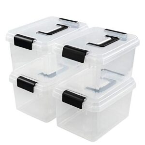 ortodayes 4 packs plastic box with lid, plastic storage bin, small storage boxes