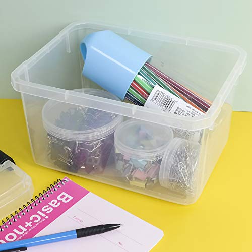 Ortodayes 4 Packs Plastic Box with Lid, Plastic Storage Bin, Small Storage Boxes