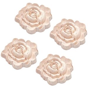 gorgecraft 4pcs wooden carved onlay appliques rose wood carving decal molding corner craft unpainted furniture applique frame flower valentines day home decoration for dresser bed door cabinet 3″x3″