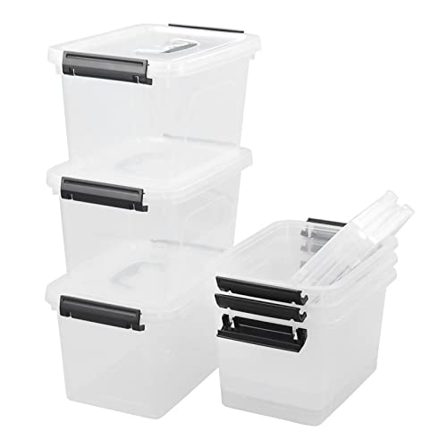 Joyeen 6 Quart Small Storage Bins with Lids, 6 Pack Plastic Boxes