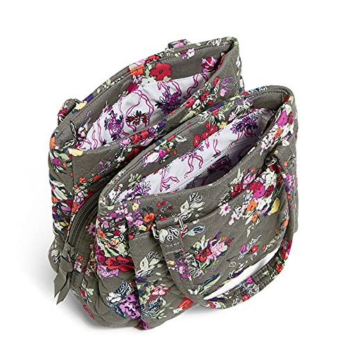 Vera Bradley Women's Cotton Mini Multi-compartment Crossbody Purse, Hope Blooms - Recycled Cotton, One Size