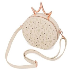 Loungefly Womens Princess Metal Crown Faux Leather Shoulder Handbag Ivory Small