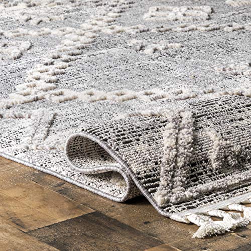 nuLOOM Roxy Textured Diamond Tassel Area Rug, 6' 7" x 9', Grey