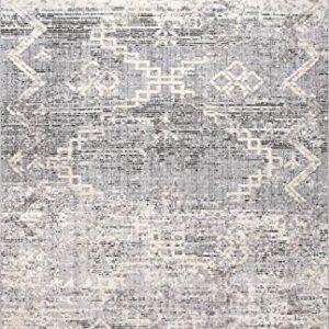 nuLOOM Roxy Textured Diamond Tassel Area Rug, 6' 7" x 9', Grey