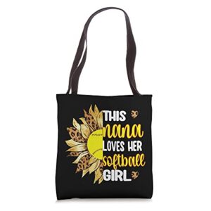 this nana loves her softball girl softball grandma nana tote bag