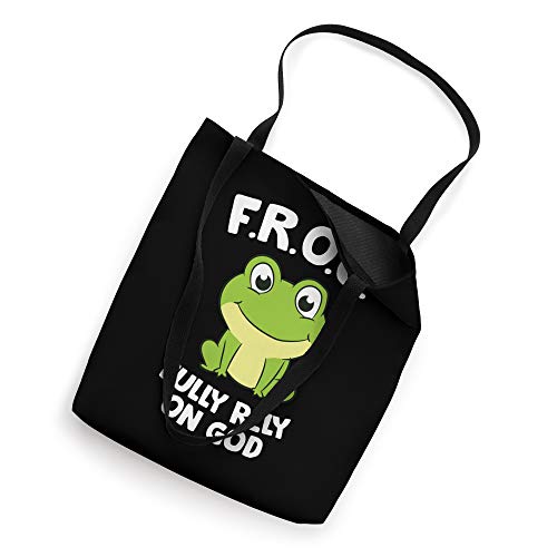 Cute Frog Fully Rely On God Christian Frog Tote Bag