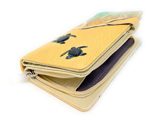 Shag Wear Baby Turtles Large Wallet for Women Yellow 7"