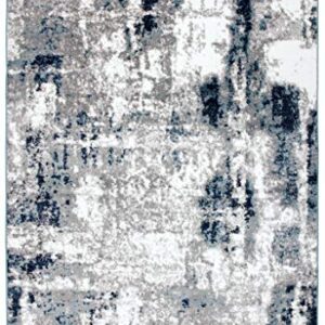 Rugshop Contemporary Abstract Distressed Area Rug 5' x 7' Blue